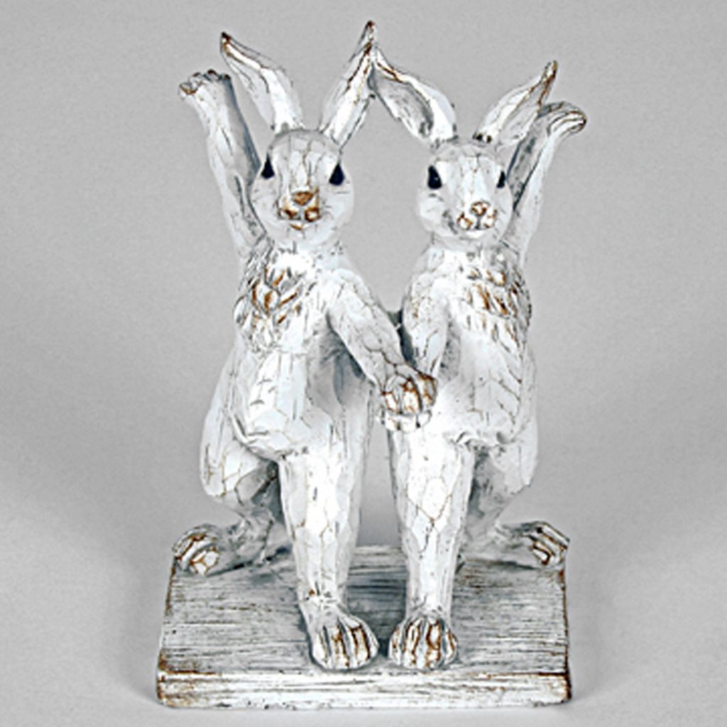White Dancing Rabbits Ornament | Fizzy Fox Ripley