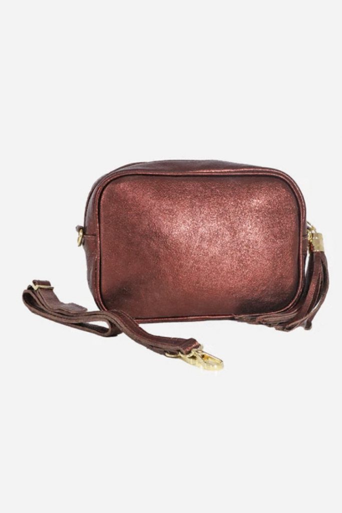 Leather Cross Over Body Camera Bag in Bronze | Fizzy Fox Ripley