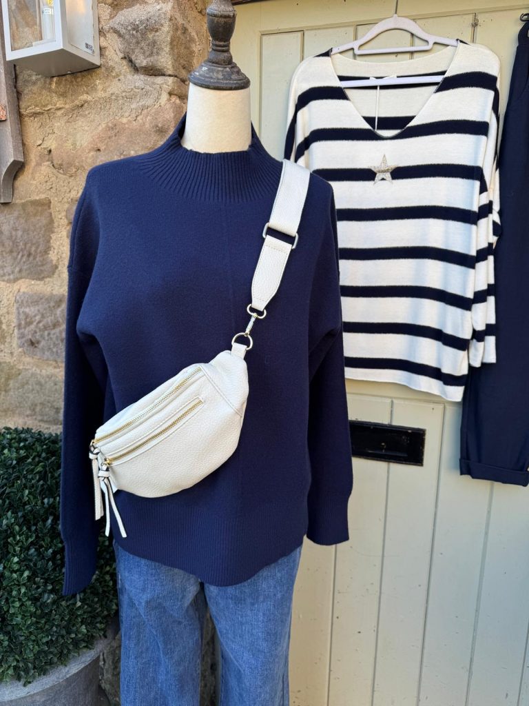 Leather Effect Cross Over Body Bag in Cream | Fizzy Fox Ripley