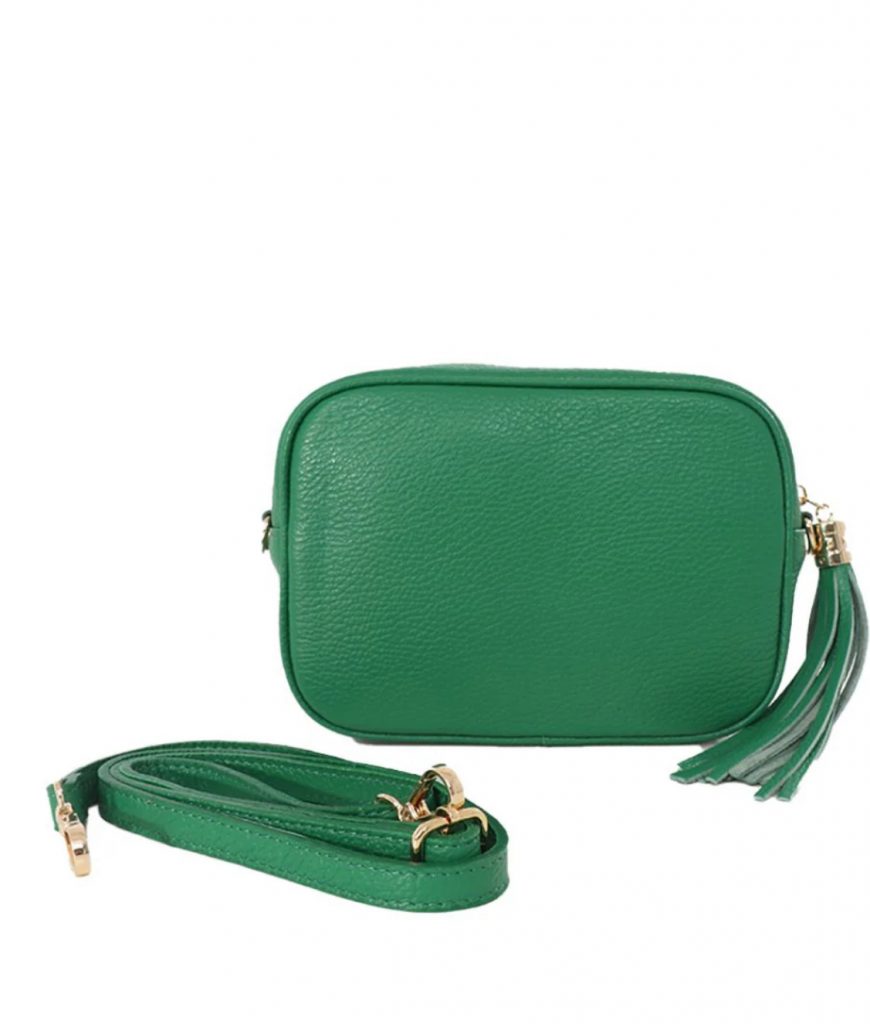 Leather Cross Over Body Camera Bag in Green | Fizzy Fox Ripley